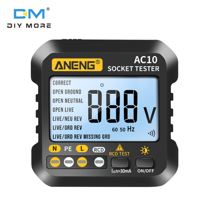[100% Original] diymore AC10 Socket Tester Plug Detector Zero Line Plug ...