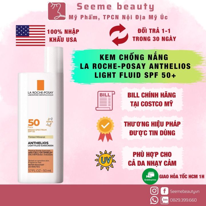 [Hàng Mỹ] Kem Chống Nắng La Roche-Posay Anthelios Light Fluid Sunscreen SPF50 SPF60 Tinted ...