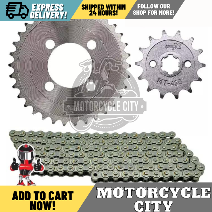 C100N Osaki Standard Chain and Sprocket Set (14T-34T X 420-110L) [Made ...