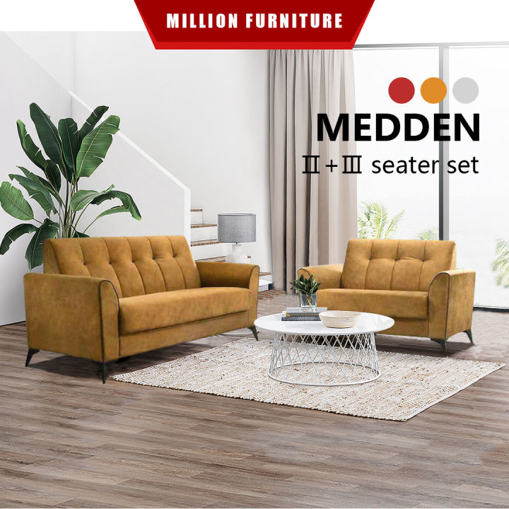 Million Furniture- MEDDEN 2+3 seater water resistant marble velvet sofa ...