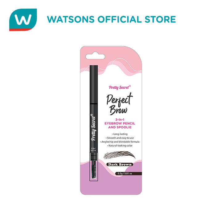 PRETTY SECRET 2-in-1 Eyebrow Pencil and Spoolie 0.3G - Dark Brown ...