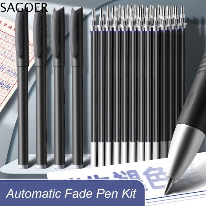 SAGOER 7pcs/set Blue Ink Automatic Fade Pen Kit Handwriting Refill ...