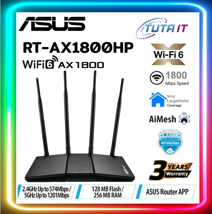 Asus RT-AX1800HP AX1800 Dual Band WiFi 6 (802.11ax) Router | Lazada