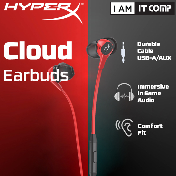 HyperX Cloud Earbuds Gaming Headphones Earphone with Mic - Red & Yellow ...