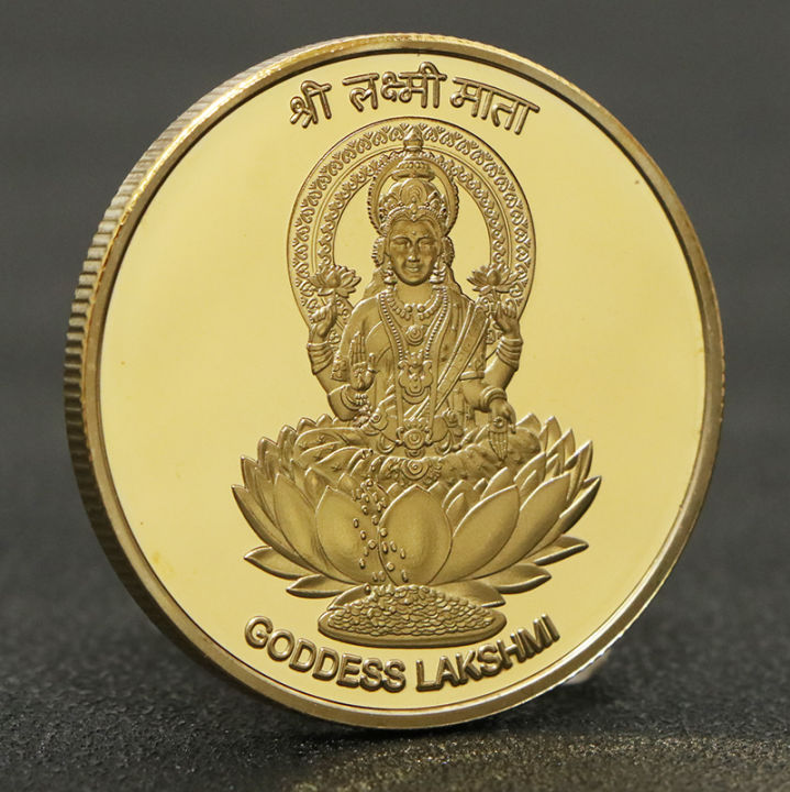 Indian Goddess Lakshmi Gold Plated Taiji Fengshui Buddha Gold Medal ...