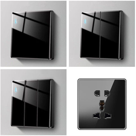 Saklar Lampu Dinding Hitam Lampu Push Button Switch Panel Dengan ...