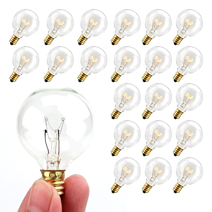 10-25 x Clear G40 Globe Bulbs With Candelabra Screw Base, 7W, E12 ...