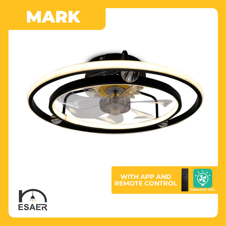 ESAER Mark Ceiling Fan with Lights Dimmable LED Reversible Blades with ...
