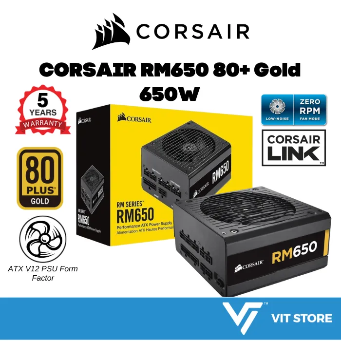 CORSAIR RM Series RM650 650W 80+ Gold Fully Modular ATX Power Supply ...