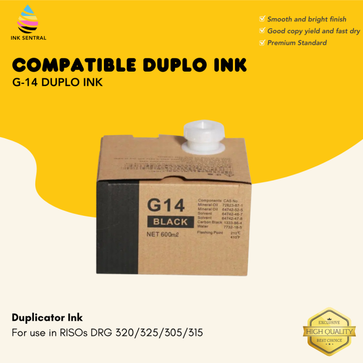 INKSENTRAL Compatible 2 pcs G14 ink black for Duplo Digital Duplicator ...