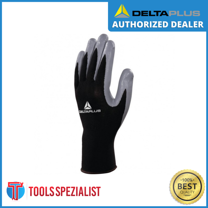 Delta Plus VE712GR Polyester Knitted Gloves / Nitrile Palm (PAIR ...