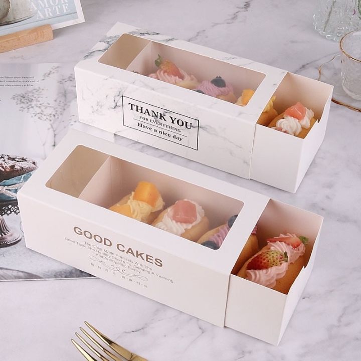 10pcs Roll Cake Box Loaf Box Banana Bread Box Korean Donut Box Pastry ...