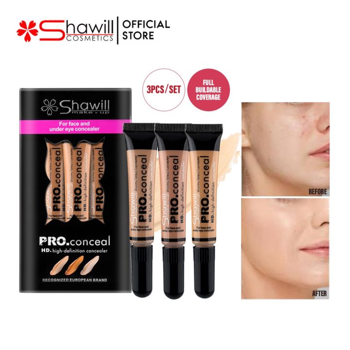 Shawill 3PCs in 1 Set PRO-Conceal Liquid Corrector Eye Face Make Up ...