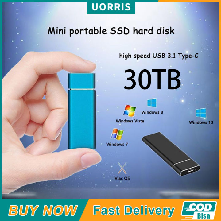 Portable Hardisk Eksternal SSD 30TB Solid-state Drive External Hard Disk Type-c USB 3.1 ...