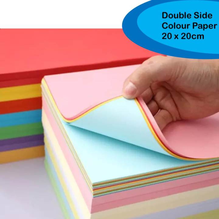 Art Craft Folding 100Pcs 20cm 15cm 10cm 7cm Double Sided Coloured Paper ...