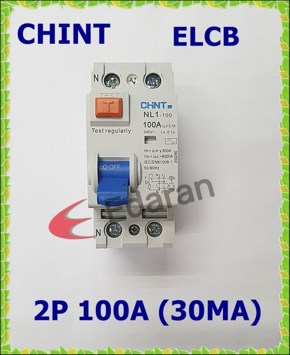 CHINT 2P 100A ELCB / RCCB (NL1-100) - 30MA , 100MA | Lazada