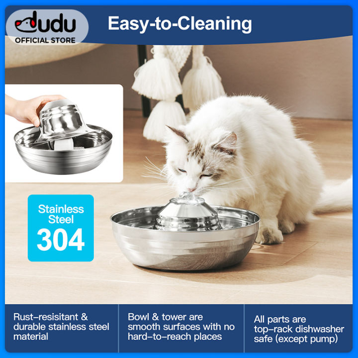 DUDU Pet 360 Degree Area Water Drinking Fountain 67Oz 2.0L Rounded ...