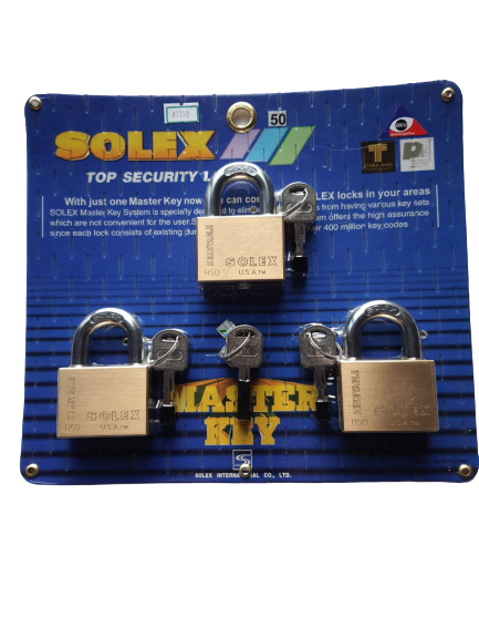 กุญแจ SOLEX 3 ตัวชุด ขนาด 50 MM คอสั้น มาสเตอร์คีย์ ระบบลูกปืน ผลิตจาก ...
