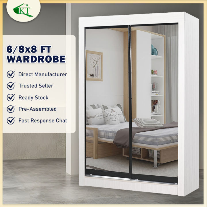 FREE INSTALL KT furniture: Almari Baju Wardrobe Sliding Door Anti-Jump ...