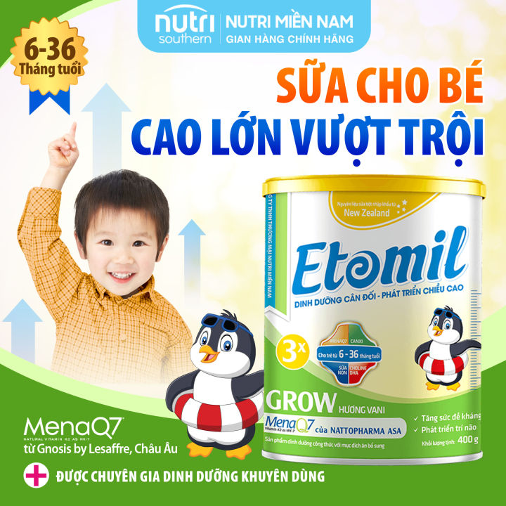 Sữa Tăng Chiều Cao Cho Bé ETOMIL 3X GROW hộp 400g - Giúp bé tăng cường ...