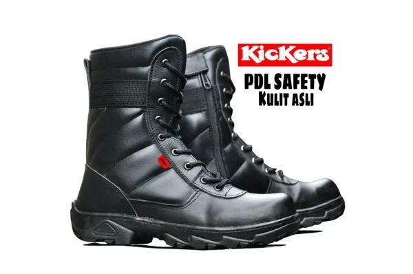 Sepatu PDL TNI Polri Tentara Polisi Safety Pria Boots Tinggi Kickers PU ...