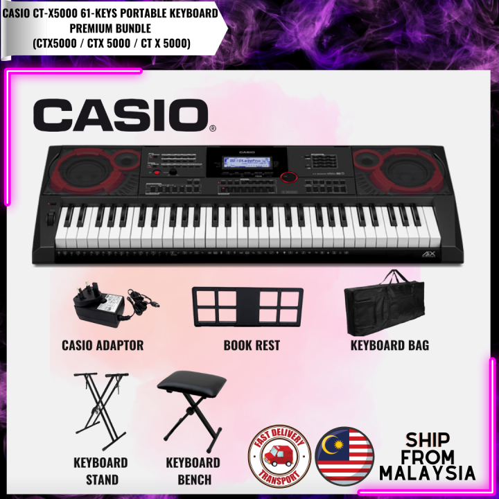 Casio CT-X5000 61-Keys Portable Keyboard Premium Bundle (CTX5000 / CTX ...