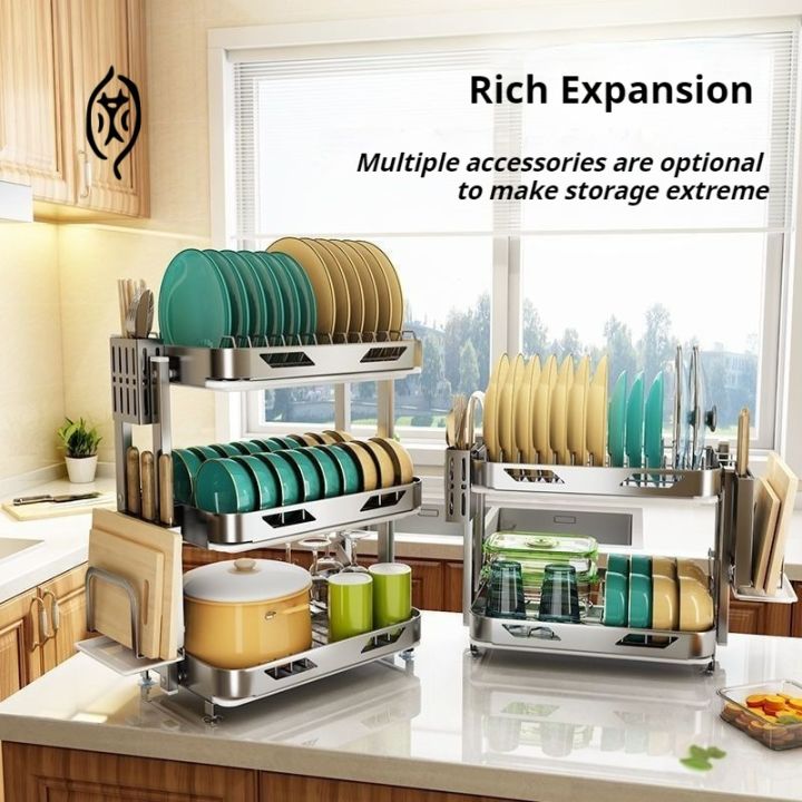 304 Stainless Steel Dish Drying Rack Dish Rack with Drainer 3-Tier ...