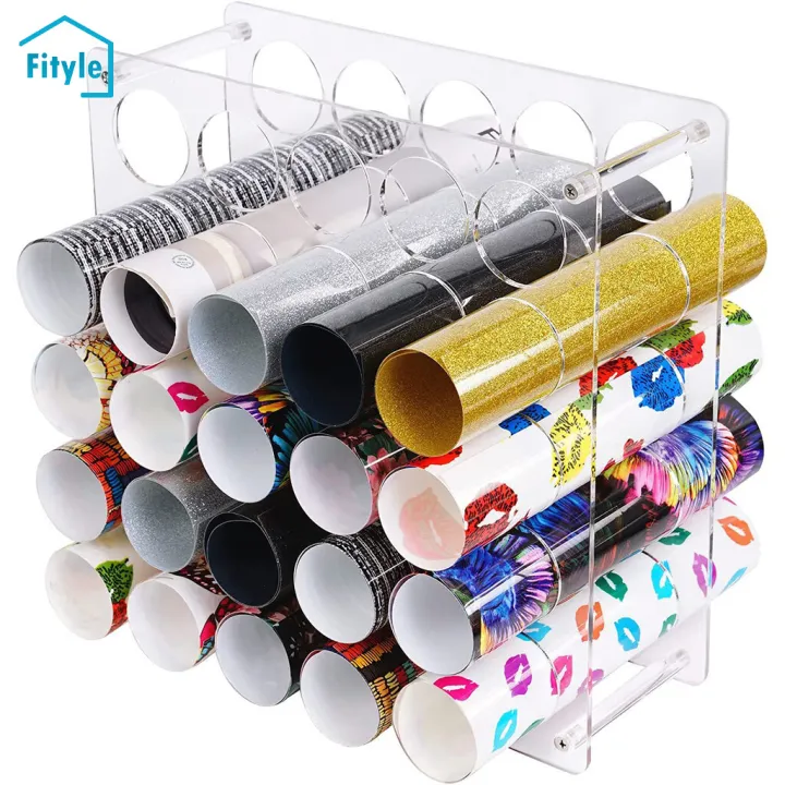 Fityle 1-Pack Vinyl Roll Storage 25-Holes Vinyl Storage Rack for Craft ...