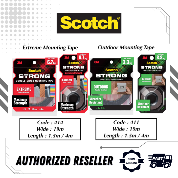 3M Scotch Extreme Outdoor Permanent Double-sided Mounting Tape (1 roll ...