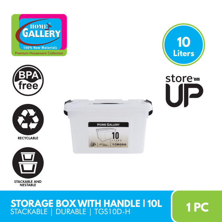 Home Gallery Stackable Storage Box with Handle | 10L Capacity | Durable ...
