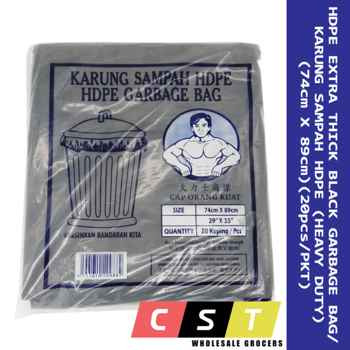 HDPE 29" X 35" Thick Heavy Duty Garbage Bag/Plastik Sampah Hitam (20 ...