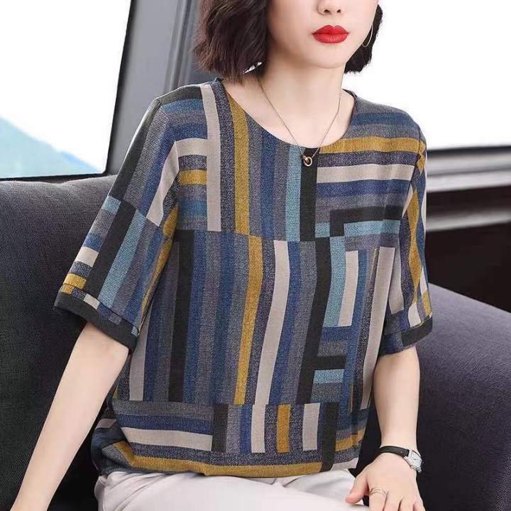 Ladies' tops, short-sleeved t-shirts, women's contrast color, age ...