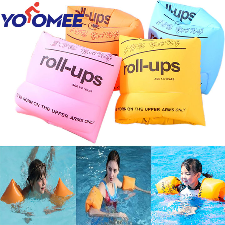 Yoomee ปลอกแขนว่ายน้ำเป่าลมสำหรับเด็ก,วงแหวนสองชั้นแบบพับได้อุปกรณ์ ...