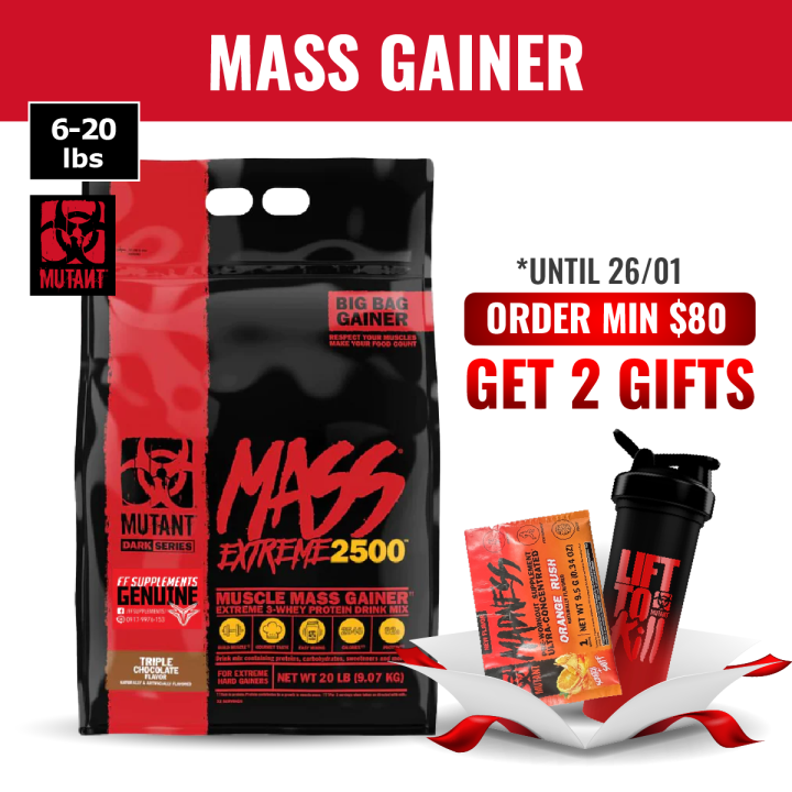 Mutant MASS EXTREME 2500, Muscle Mass Gainer, Whey Protein with high calories for extreme hard ...