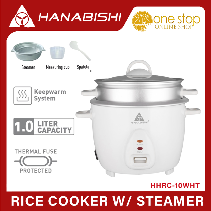 Hanabishi Original Rice Cooker 1L serves 3-5 cups Glass Cover w ...