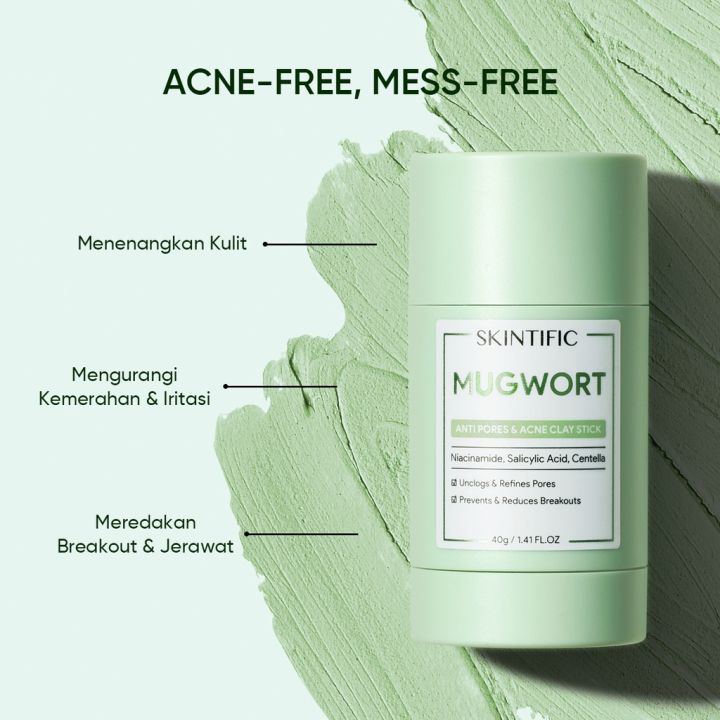 SKINTIFIC Mugwort Acne Clay Stick 40g | Lazada Indonesia