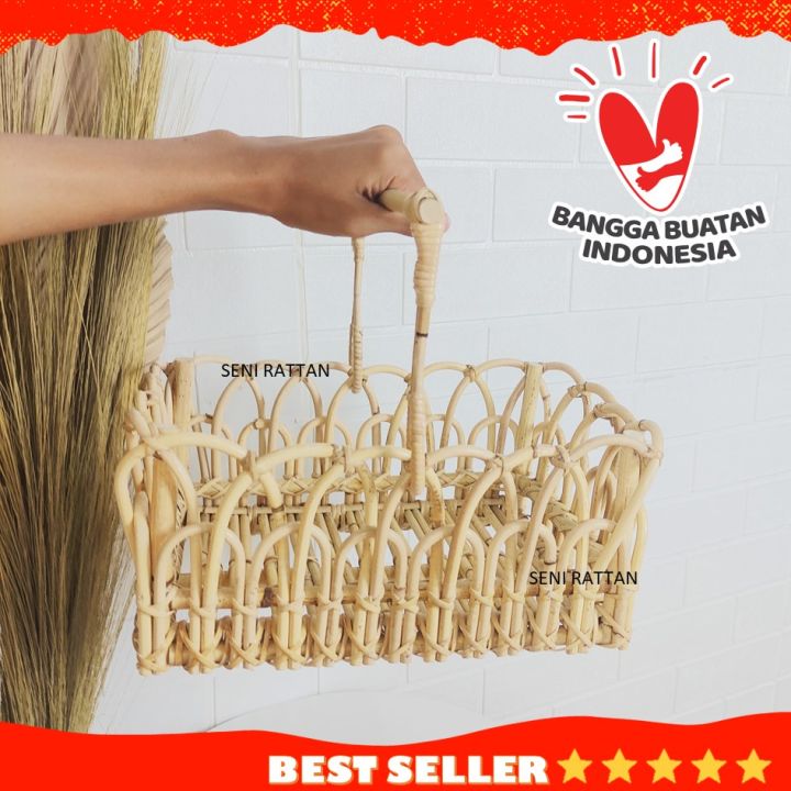 Keranjang Roti Rotan Alami Jinjing / Keranjang Props Foto Aesthetic ...