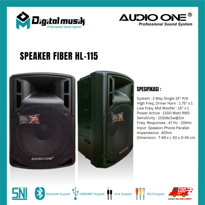 Speaker Aktif Pasif Monitor Panggung 15INCH FIBER HL-115 Bluetooth ...