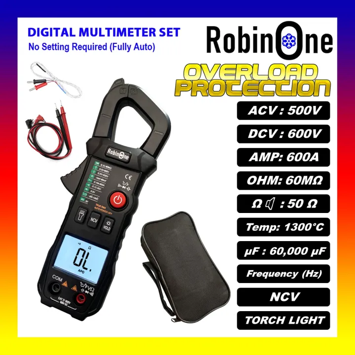 RobinOne DIGITAL CLAMP METER MULTIMETER AMP METER RCM395A CAPACITOR ...