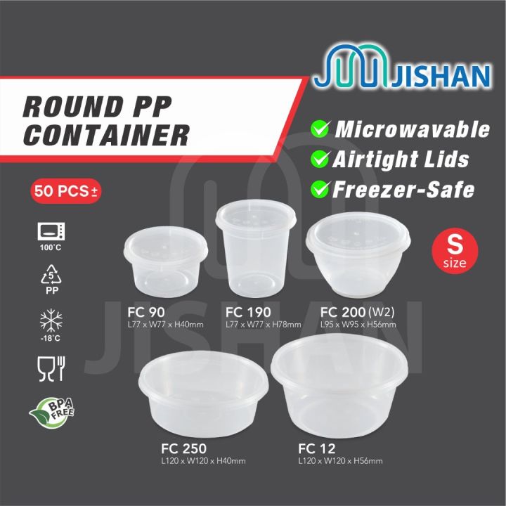 [50pcs] Small Round Microwavable PP Container with LID / Plastic Food ...