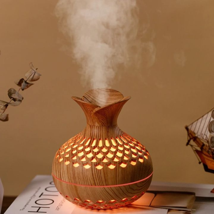 HXPUZM 300ml Wood Vase Humidifier RGB Lamp USB Electric Ultrasonic Air ...
