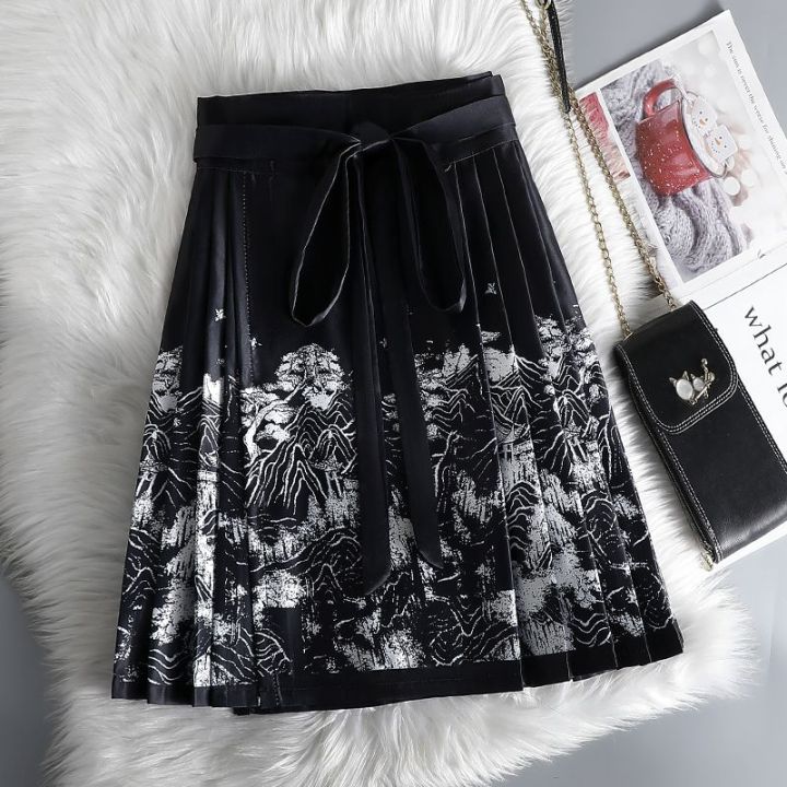 New Chinese National Style Horse Face Skirt Women 2024 New High-Waisted Thin And Versatile ...