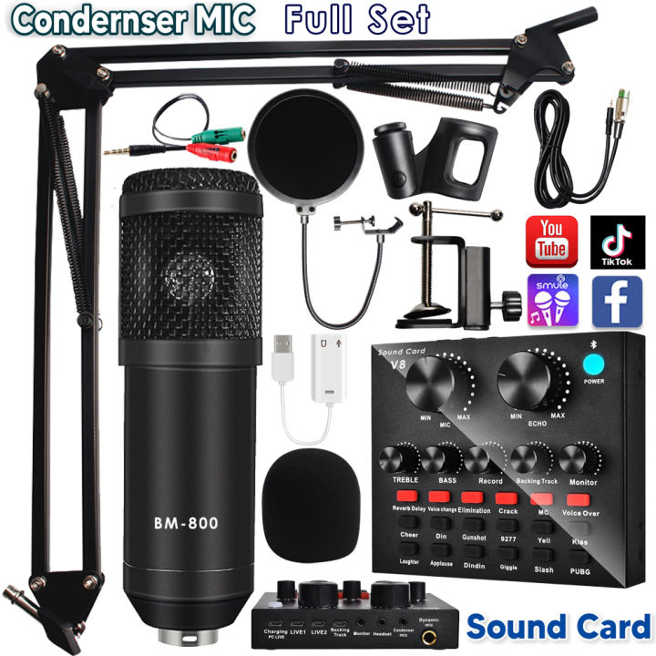 【LAZ CHOICE】【Full Set】Smart Professional Condenser Audio BM800 with V8 Sound Card Studio ...