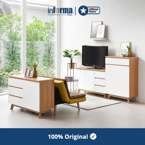 Informa Preston Kabinet 2 Pintu Dengan 1 Laci - Putih Oak | Lazada ...