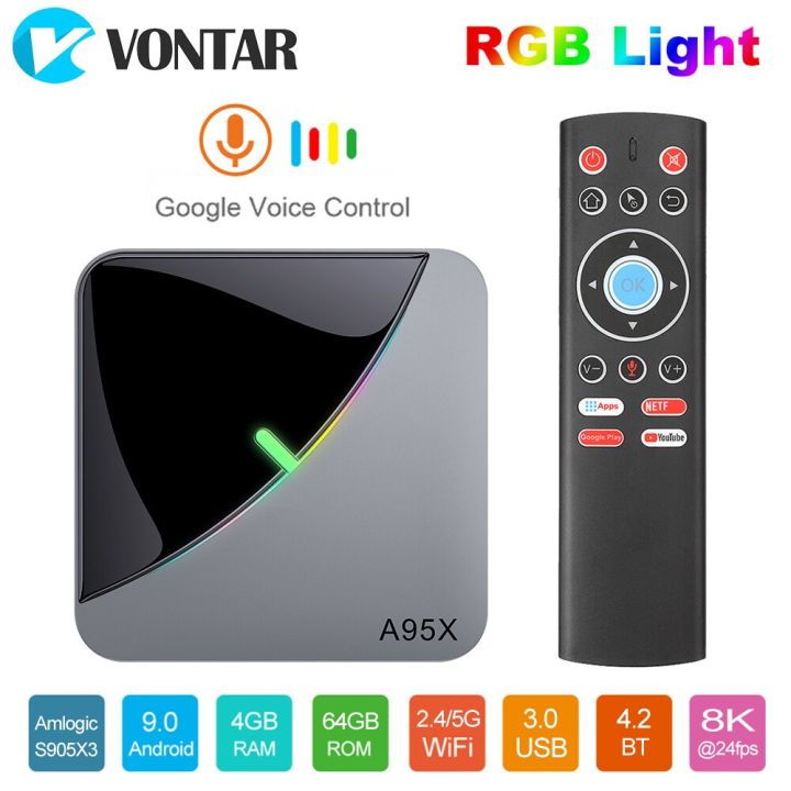A95X แอร์ F3ไฟ RGB กล่องทีวี Android 9.0 Amlogic S905X3 8K 4GB 64GB ...