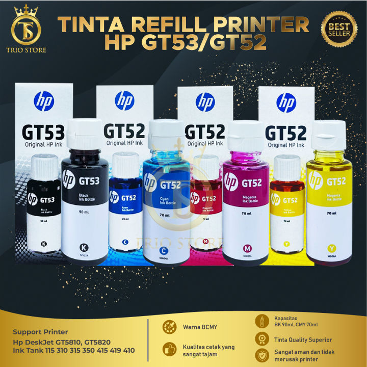Tinta HP GT53 & GT52 Warna CMYK Untuk HP Ink Tank 315 415 319 419 410 ...
