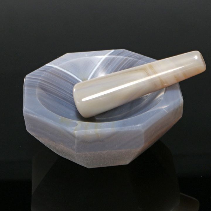 ready stock 50mm Natural Agate Mortar and Pestle Grind The Solid Make ...