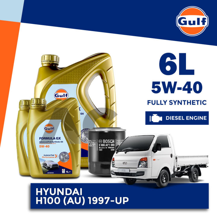 GULF CHANGE OIL BUNDLE FOR HYUNDAI H100 (AU) 1997-PRESENT 5W-40 6L ...