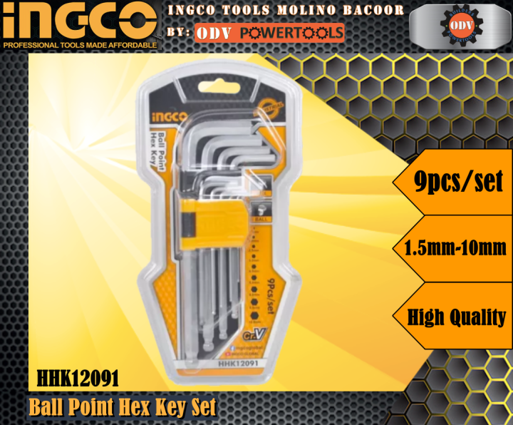 Ingco HHK12091 9pcs Ball Point Hex Key Set 1.5mm-10mm CR-V - ODV ...