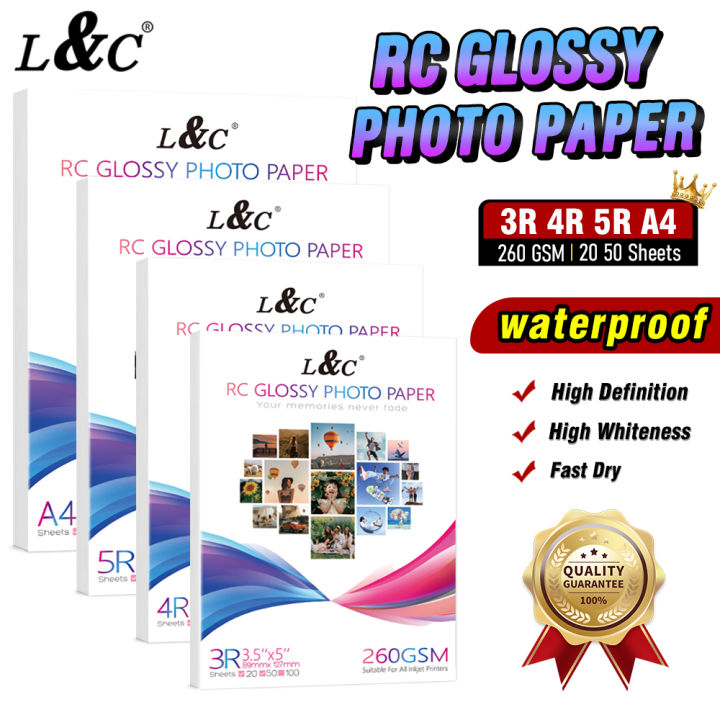 【PH Ready Stock】L&C photopaper Photo Paper Single Sided High Glossy Photo Paper Waterproof ...